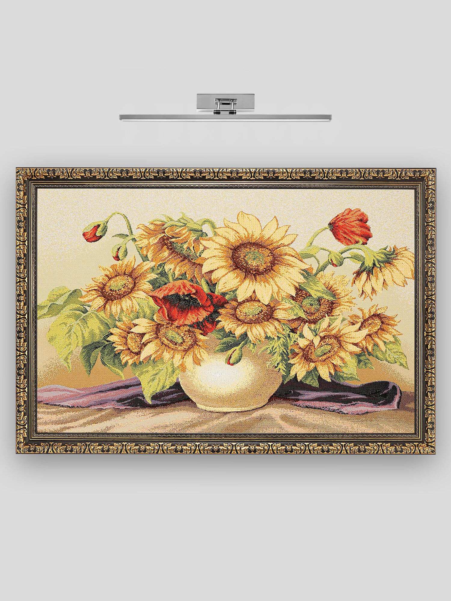 Картина на стену Магазин гобеленов "Букет солнечный" 55*81 гобеленовая, гобелен, интерьерная