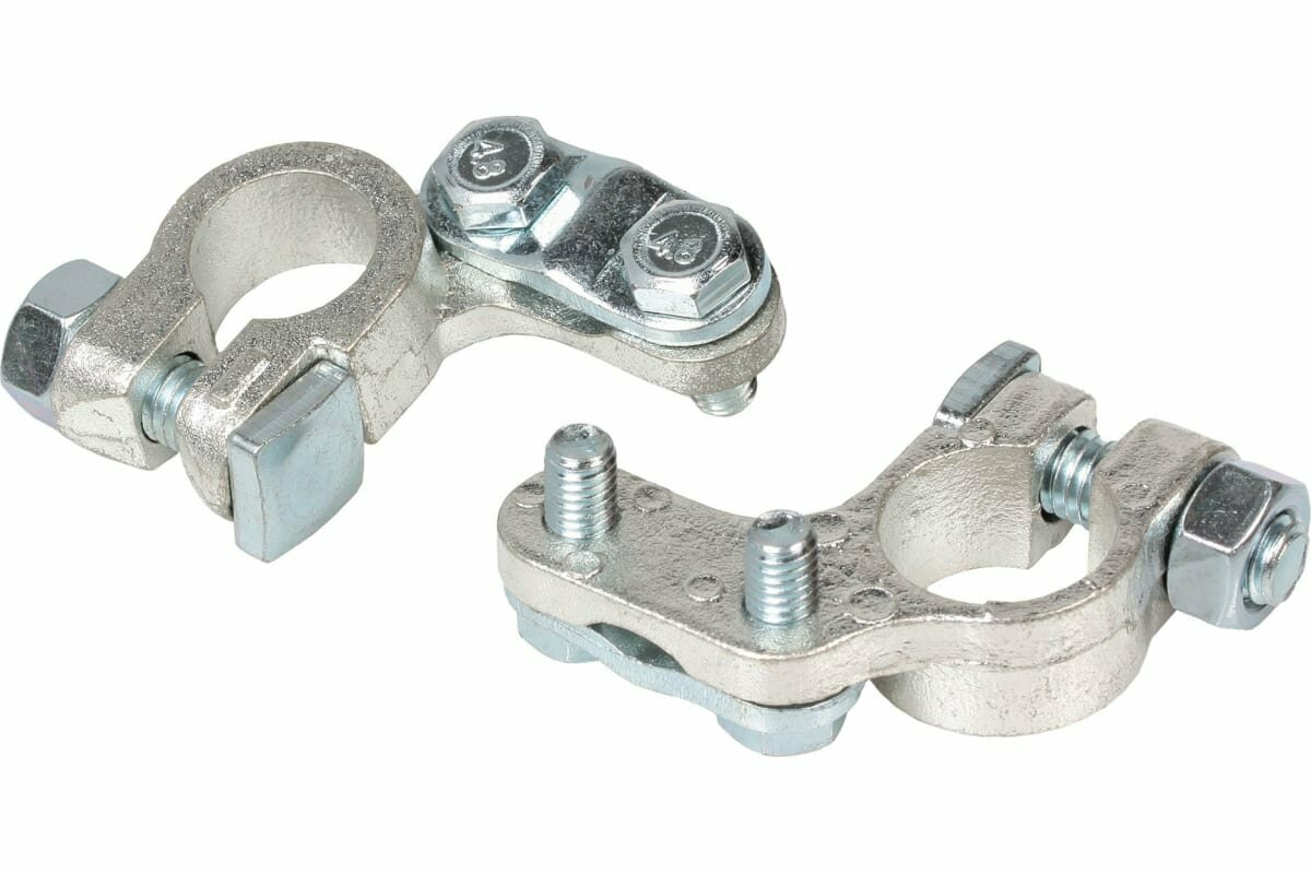 Клеммы АКБ в комплекте латунь, прижимная планка для проводов до 50 мм кв. (SBT 028) STARTVOLT