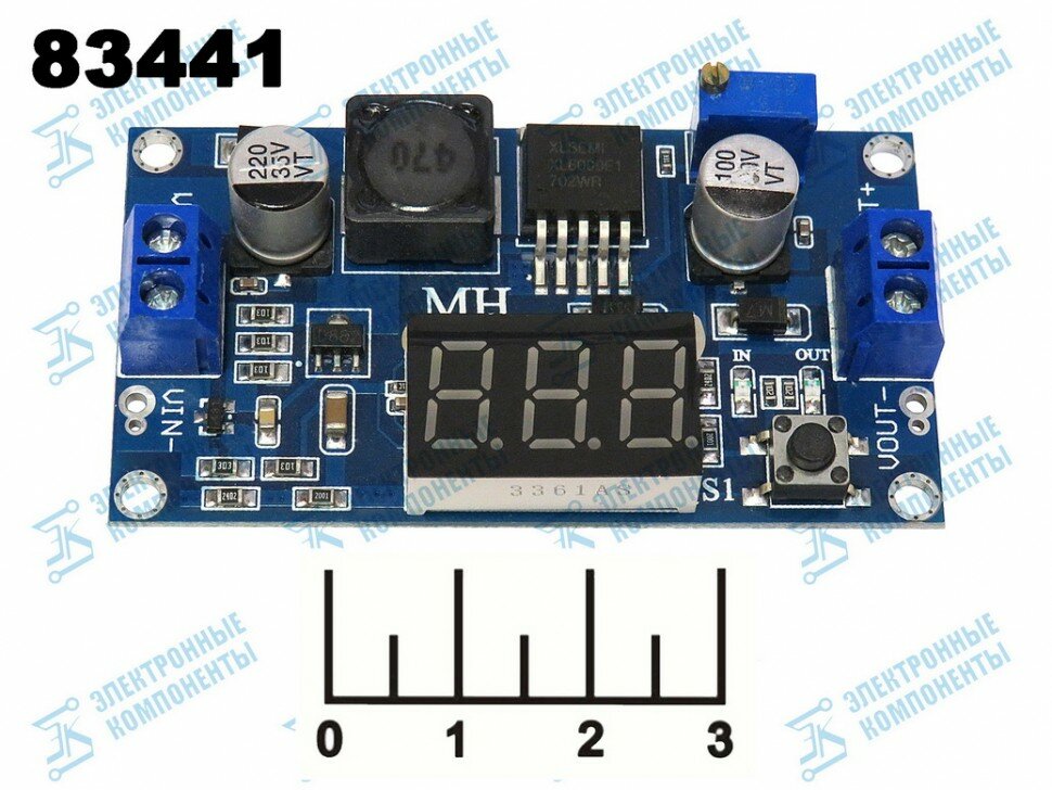 Преобразователь DC/DC вход 3.2-32V/выход 4-38V 4A XL6009E1 (повышающий) с вольтметром