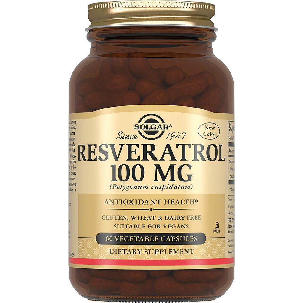 БАД Solgar Капсулы "Ресвератрол 100 мг", 60 шт. Resveratrol 100 mg