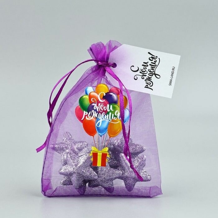 Мешок из фатина с термонаклейкой С днем рождения , 11 16 см