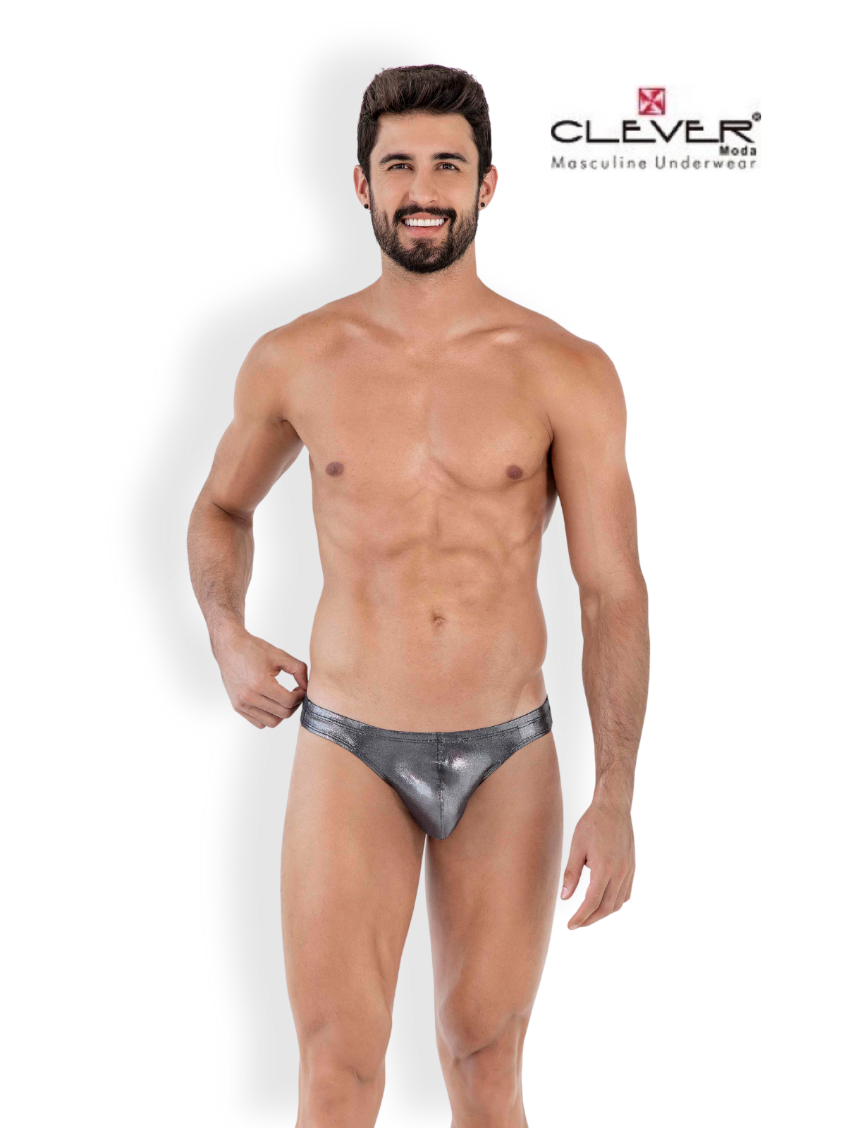 Мужские трусы тонги серебристые Clever Moda CHAKRA THONG 164611