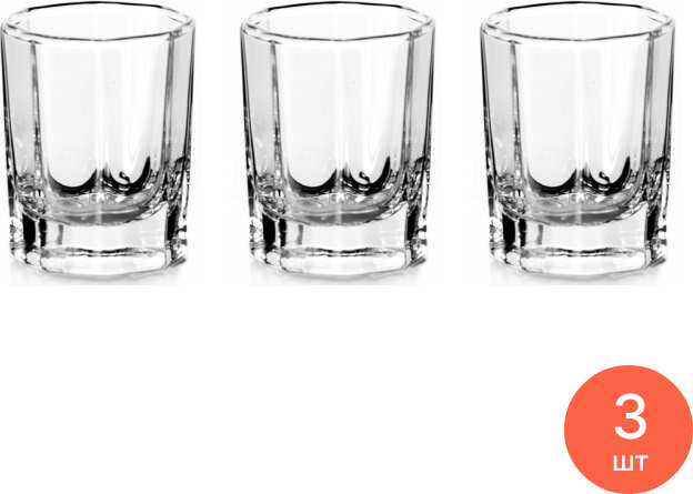 Набор стопок Pasabahce / Пашабахче KOSEM для ликера прозрачное стекло 60мл, в упаковке 6шт. / рюмки (комплект из 3 шт)