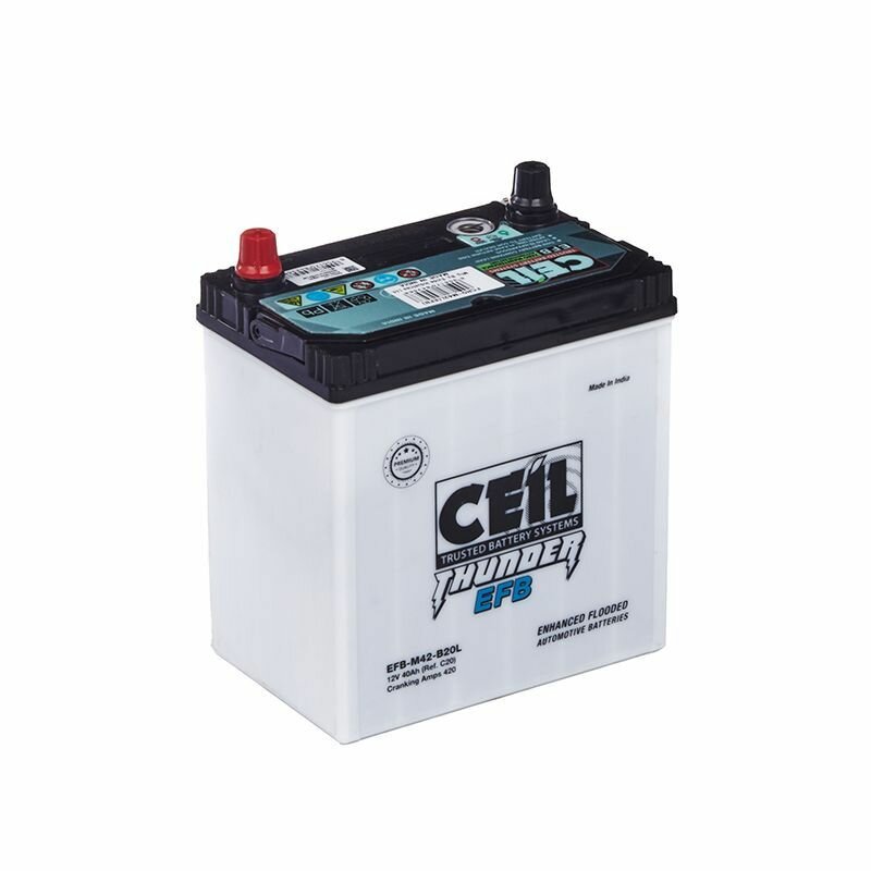 Аккумулятор автомобильный CEIL JIS EFB-M42-B20L арт. EFB-M42-B20L, EXIDE, Ёмкость 40Ah, Пусковой ток 420A, 197*127*227
