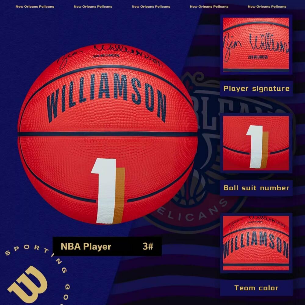 Мяч баскетбольный Wilson NBA PLAYER ICON MINI ZION, WZ4008701CN3, размер 3