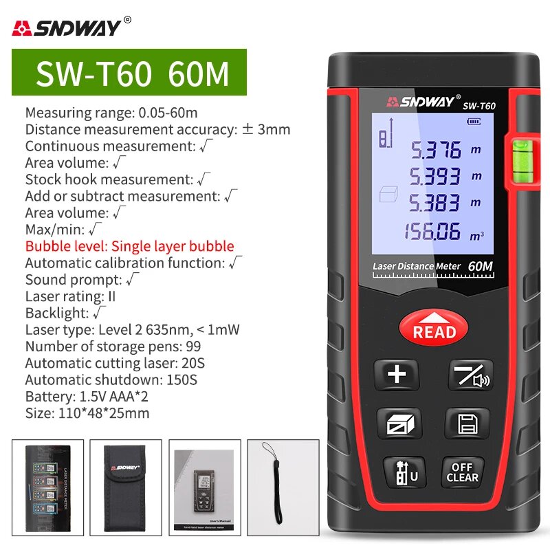 SNDWAY SW-T60 60M Лазерный дальномер