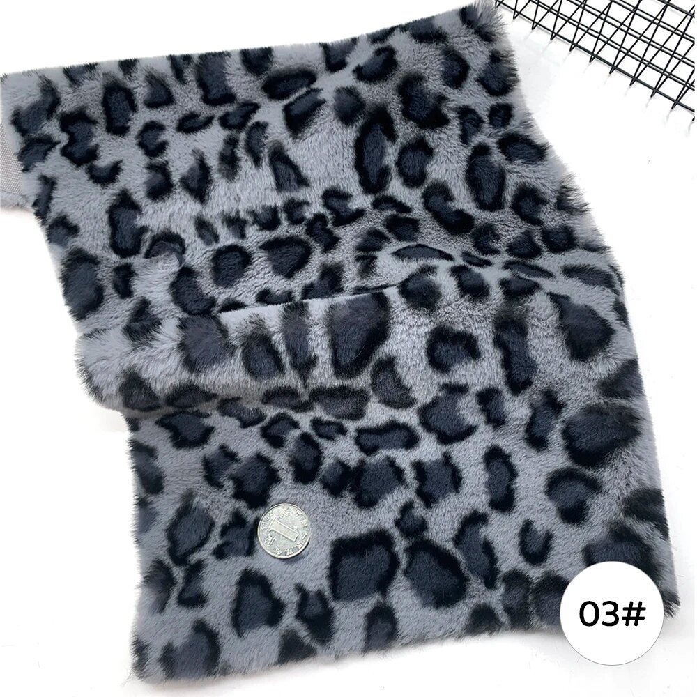 Леопардовая плюшевая ткань ZYFMPTEX 25*45 см Темно-синий, 03