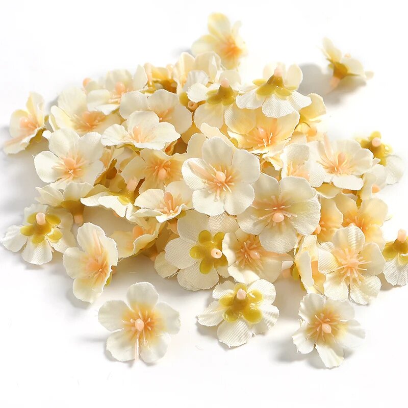 Искусственные цветы ромашки шелковые 50 шт. Белый, Желтый