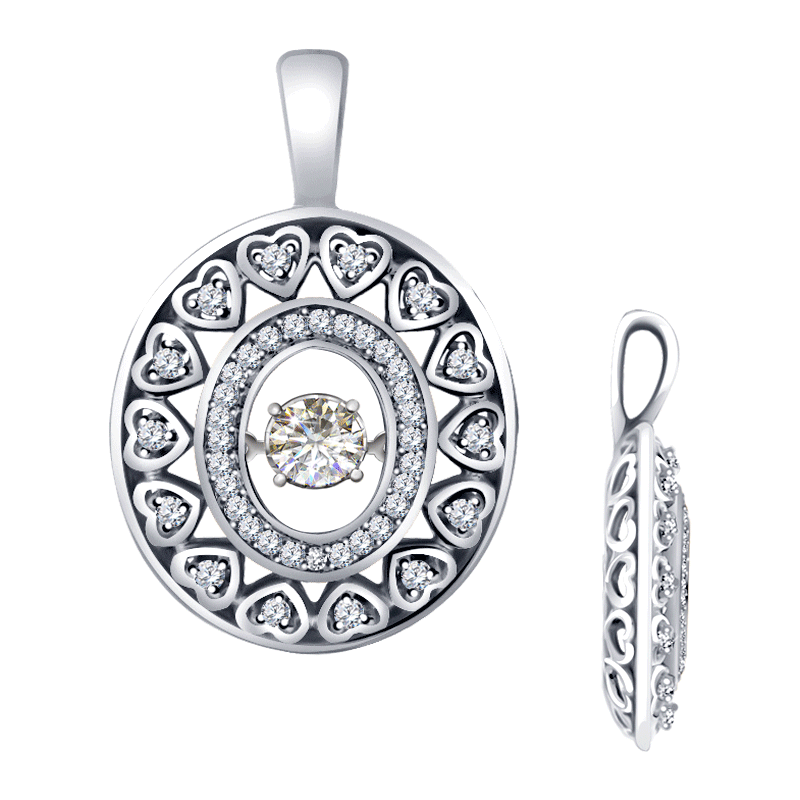 Подвеска, белое золото, 585 проба, бриллиант