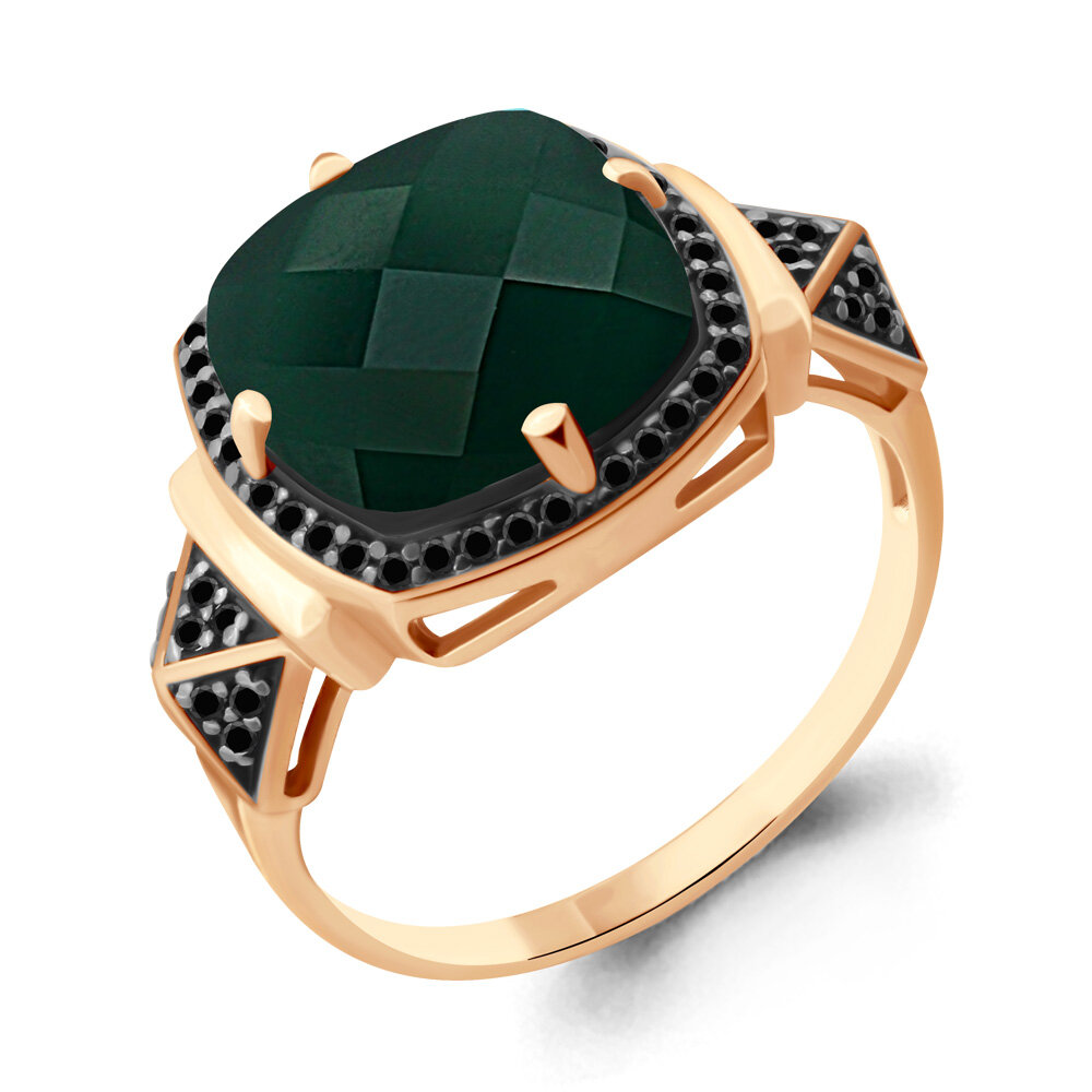 Кольцо Diamant online, серебро, 925 проба, золочение, агат, кристалл