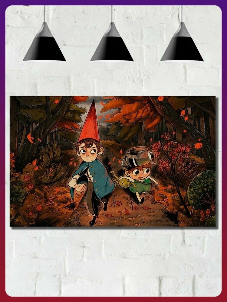 Картина интерьерная на дереве мультфильмы Over the Garden Wall (по ту сторону изгороди, cartoon network, вирт, энок, хэллоуин) - 62412313