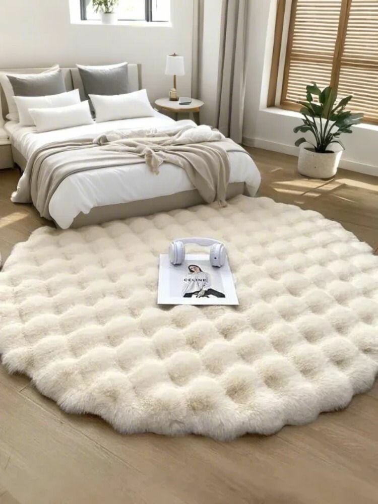 Пушистый напольный ковер 120x120CM, пузырчатый ворс, подходит для детской комнаты, гостиной, спальни, мягкий и удобный