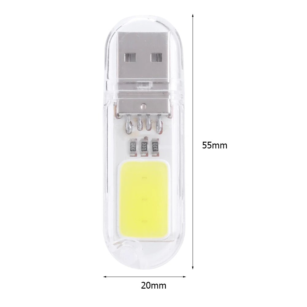 USB LED лампа VKTECH, желтый корпус, 3COB white light