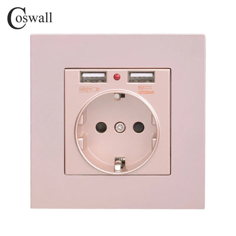 Розетка COSWALL с USB, детская защита PC Gold