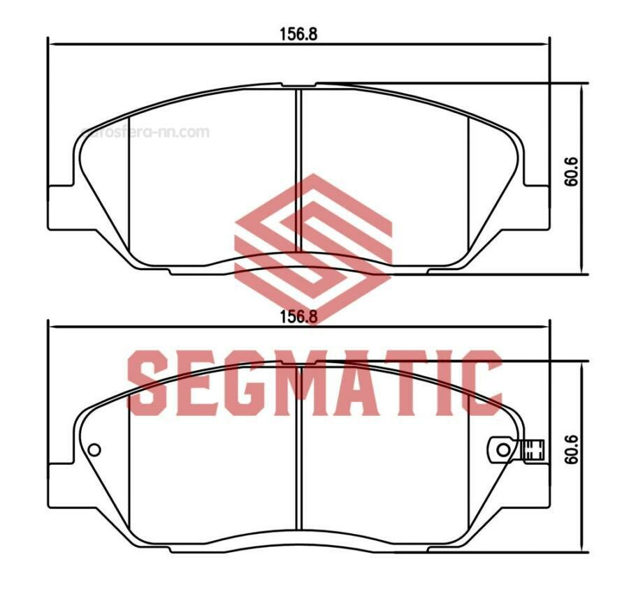 SEGMATIC SGBP2585 Колодка торм диск пер Ssangyong Actyon 2.0 2012-; Kia Sorento 2.4 2009-; Hyundai Santa Fe 2.7 2006-