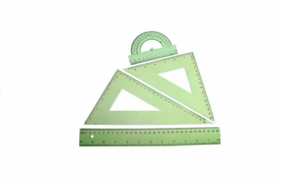 Набор геометрический: линейка 30 см, 2 угольника, транспортир