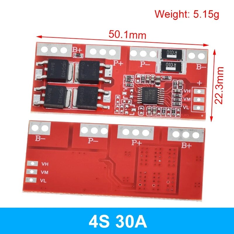 DIYTZT Литий-ионная батарея 18650 BMS плата для дрели Красный, 1PCS, 4S 30A