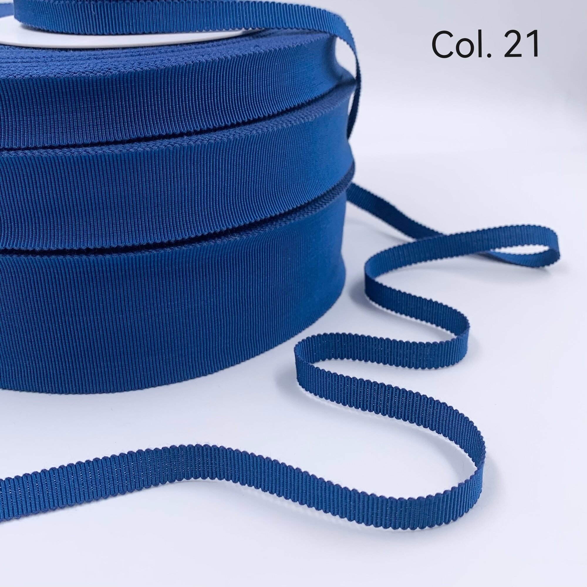 Репсовая лента светло-синяя 1 метр, ширина 1 см