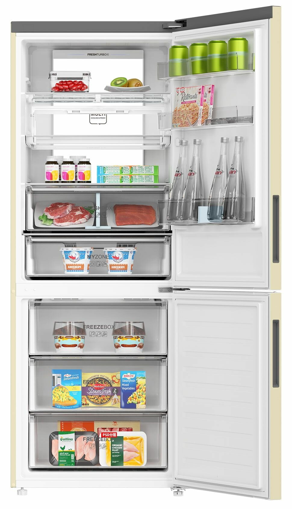 Двухкамерный холодильник Haier C4F744CCGU1 No frost, бежевый