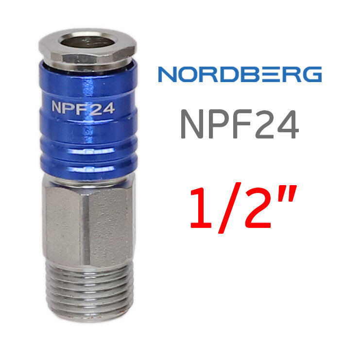 Переходник (мама) - резьба 1/2M Nordberg NPF24 пневморозетка быстросъемная с наружной резьбой