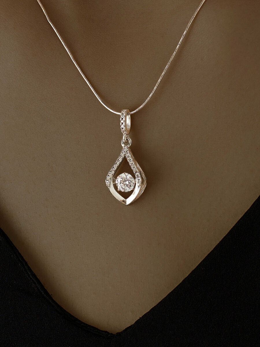 Подвеска, серебро, 925 проба, родирование, фианит