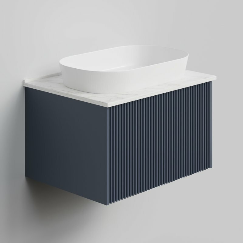 Тумба с раковиной La Fenice Terra 60 подвесная, blu grigio, столешница белый мрамор, раковина белая матовая