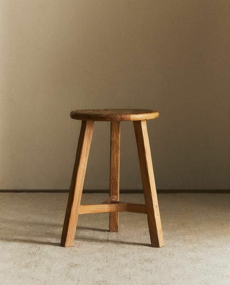 Табурет из дерева вяза, 46 x 30 x 30 см, светло-бежевый, ZARA HOME, 7329/073