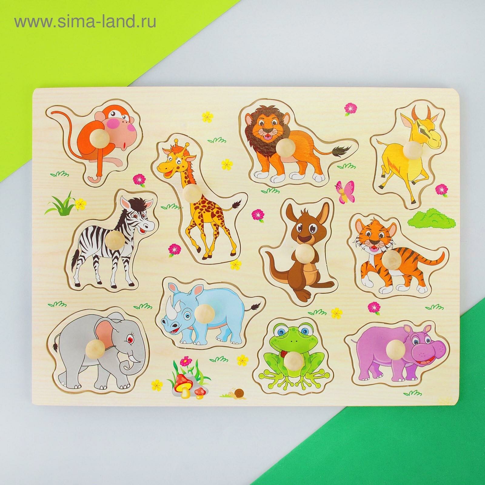 Рамка-вкладыш Лесная мастерская "Веселые зверята", 11 деталей, от 3 лет