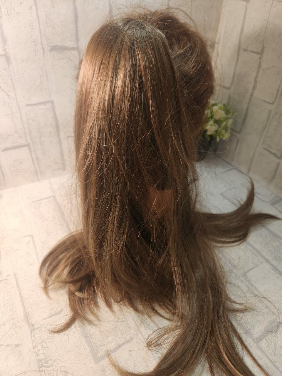 Хвост-шиньон VIP-PARIK, искусственный, термостойкий, крепление на крабе, цвет Русый с мелировкой блонд