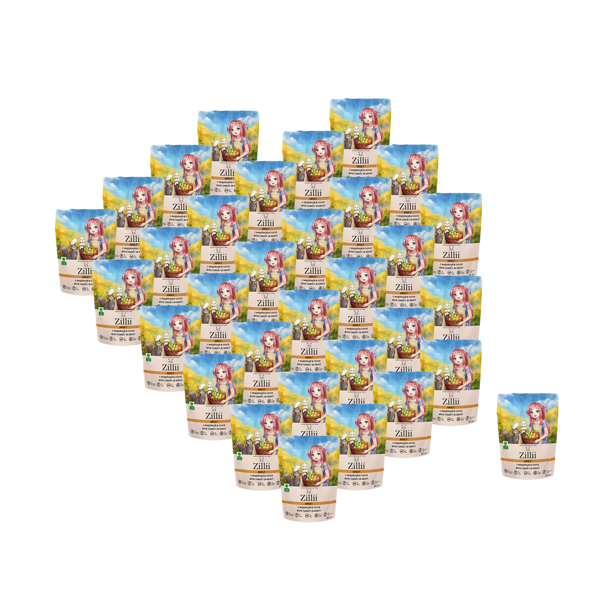 Zillii Adult Cat Turkey влажный корм для взрослых кошек с индейкой в соусе, в паучах - 85 г x 32 шт.