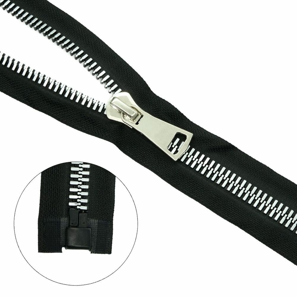 Молния-трактор айрис декоративное звено, никель черный, 70 см, 5 шт