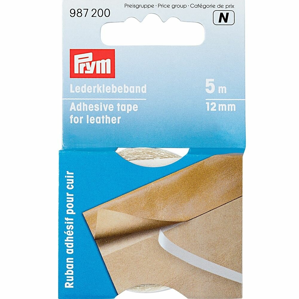Клейкая лента PRYM Для кожи, 5 м, 12 мм, прозрачная, в картонной упаковке (987200)