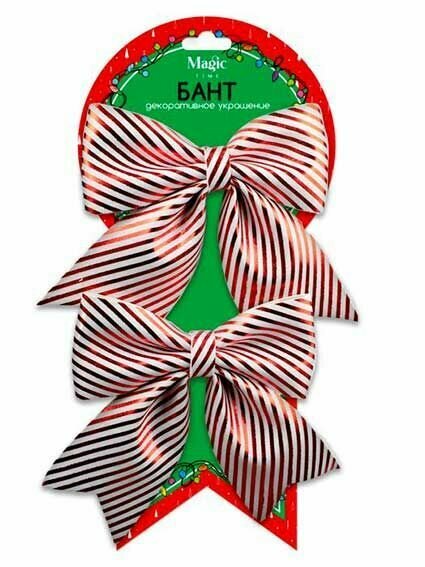 Новогоднее украшение Феникс "Бант", 2 штуки в упаковке, материал - полиэстер, размер 13х14,5х1,6 см (91221)