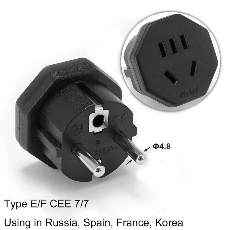 Адаптер Type E/F CEE 7/7 черный