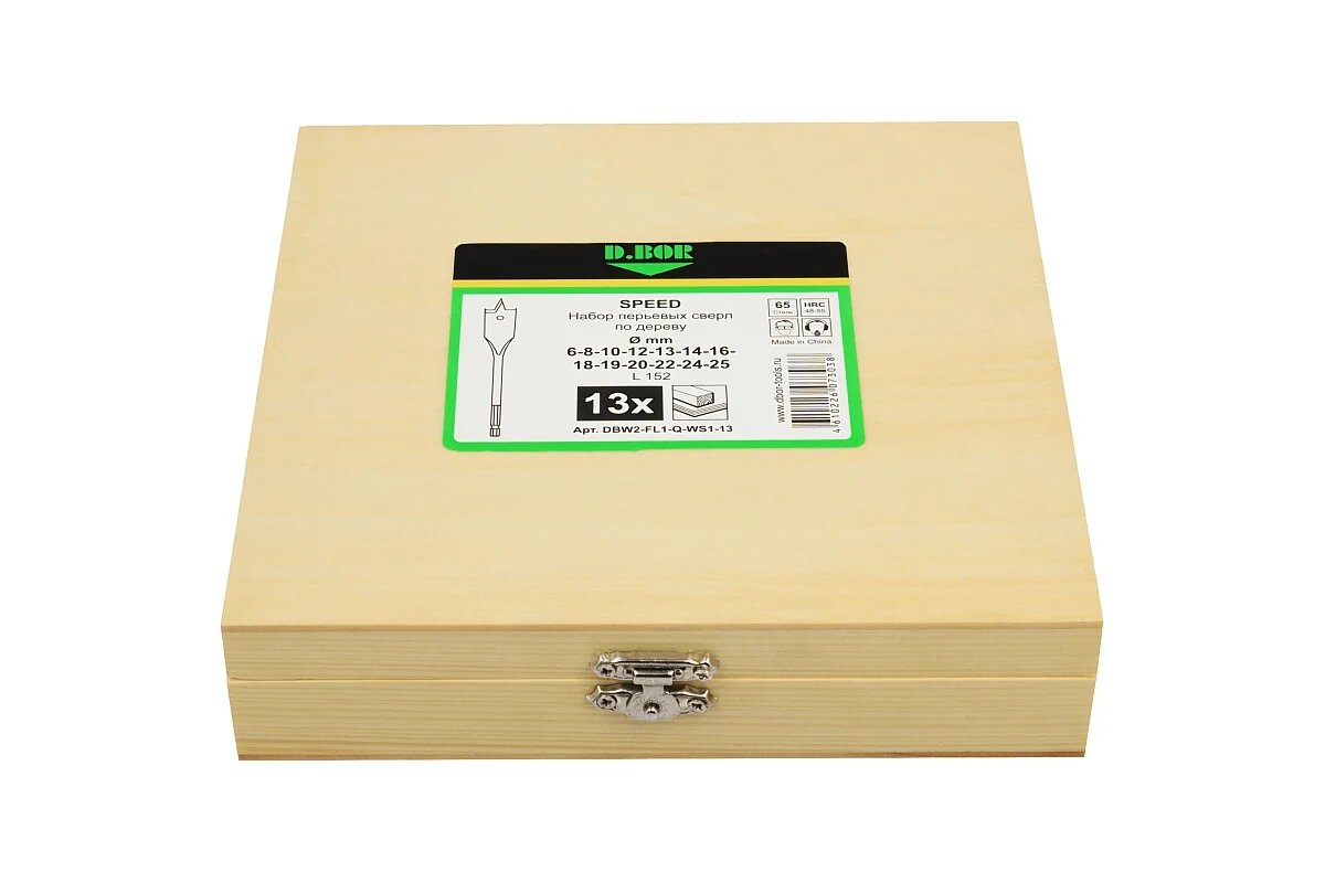 D.BOR Набор сверл по дереву перьевых SPEED, 13 шт. (6 - 25x152 мм) D-DBW2-FL1-Q-WS1-13