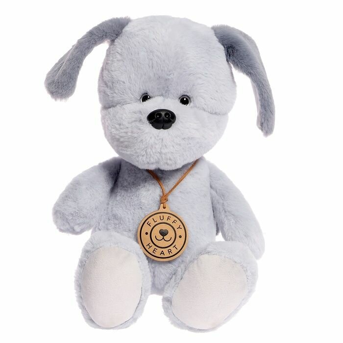 Мягкая игрушка Fluffy Heart "Щенок", 25 см, цвет серый