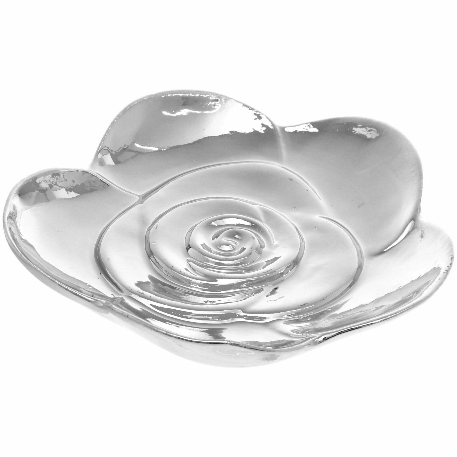 Блюдо сервировочное КНР керамическое "Gold Podarok" пион, цвет серебро, 17х17 см