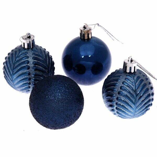 Елочные игрушки Серпантин Новогодние шары 5 см 4 шт "Микс фактур" цвет сапфир