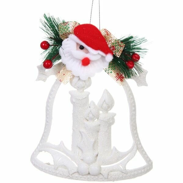 Украшение новогоднее Серпантин Колокольчик с со свечами 17х14 см, цвет белый