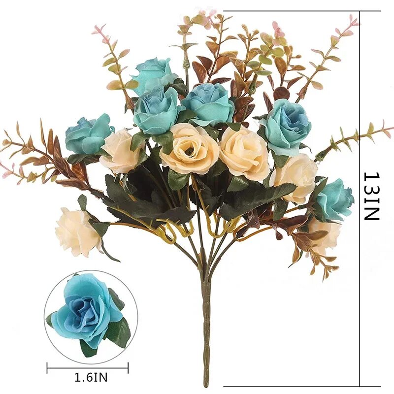 Букет искусственных роз из 12 штук Бирюзовый, light blue