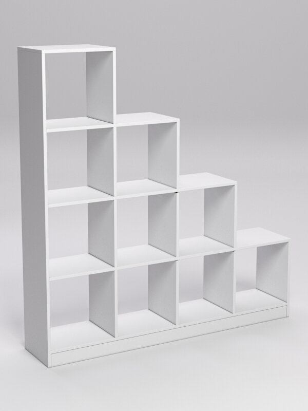 Стеллаж каскадный из ДСП Лестница №3 4 ячейки, Белый. Производитель товара - компания Westcom.