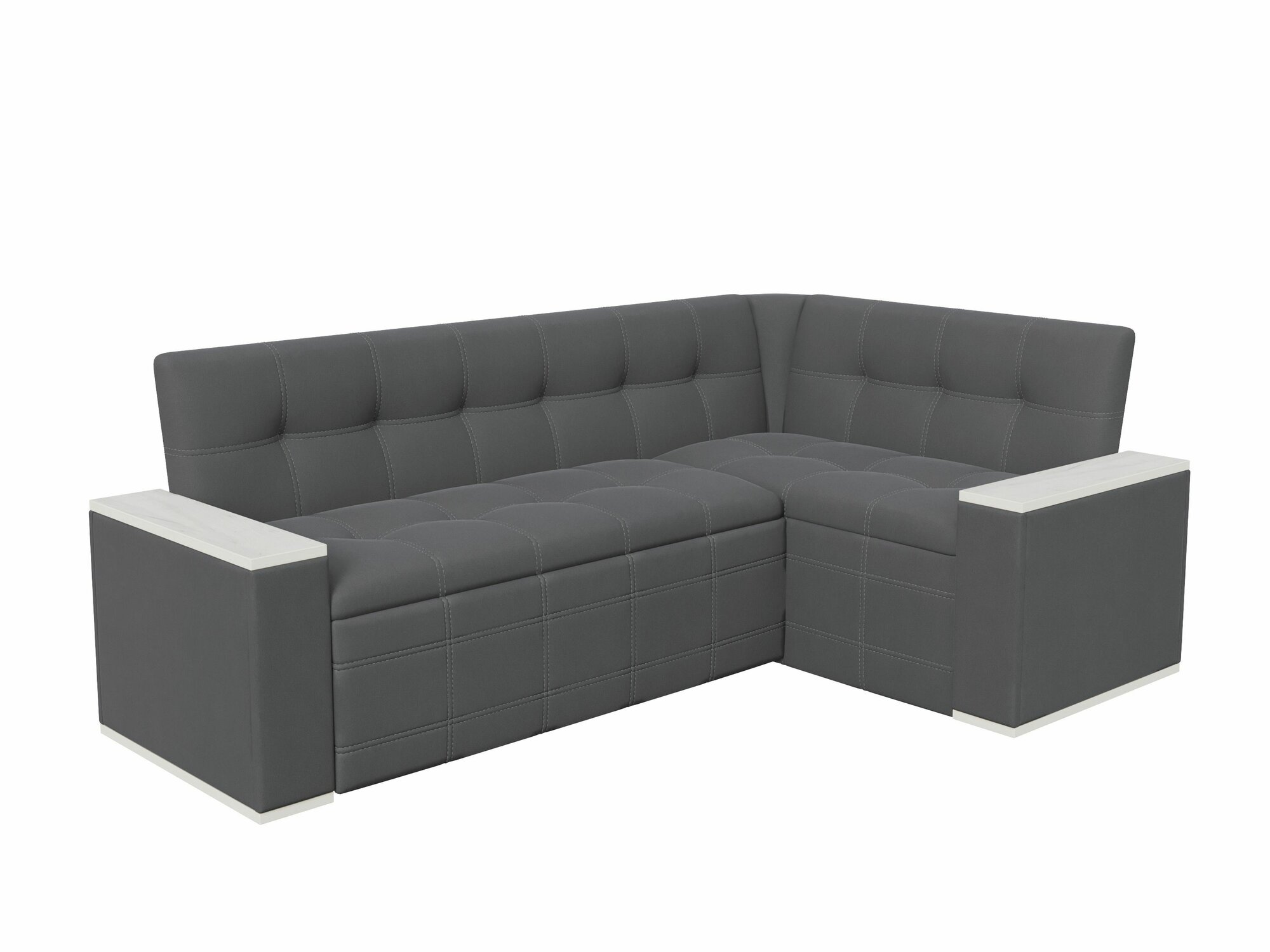 Кухонный уголок Квадро тип 4 исп 2, BUDUNOV GROUP, Крафт белый/ТК серый, скамья угловая со спальным местом,209х135х82 см