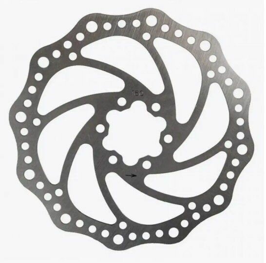 Тормозной диск велосипеда (ротор) 160мм Ventura для дисковых тормозных систем, под 6 болтов, нержавеющая сталь