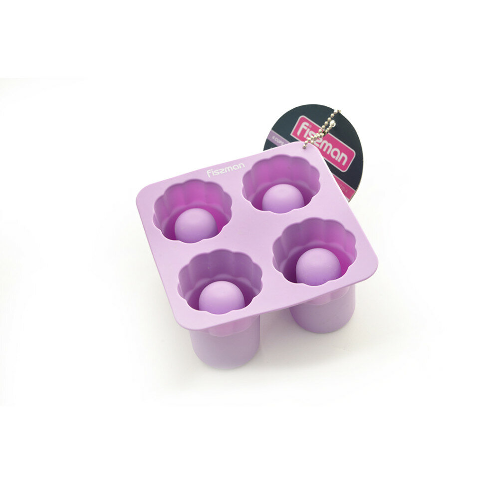 6720 FISSMAN Форма для льда и мороженого стаканчик 4 ячейки 12x6 см, цвет лиловый (силикон)
