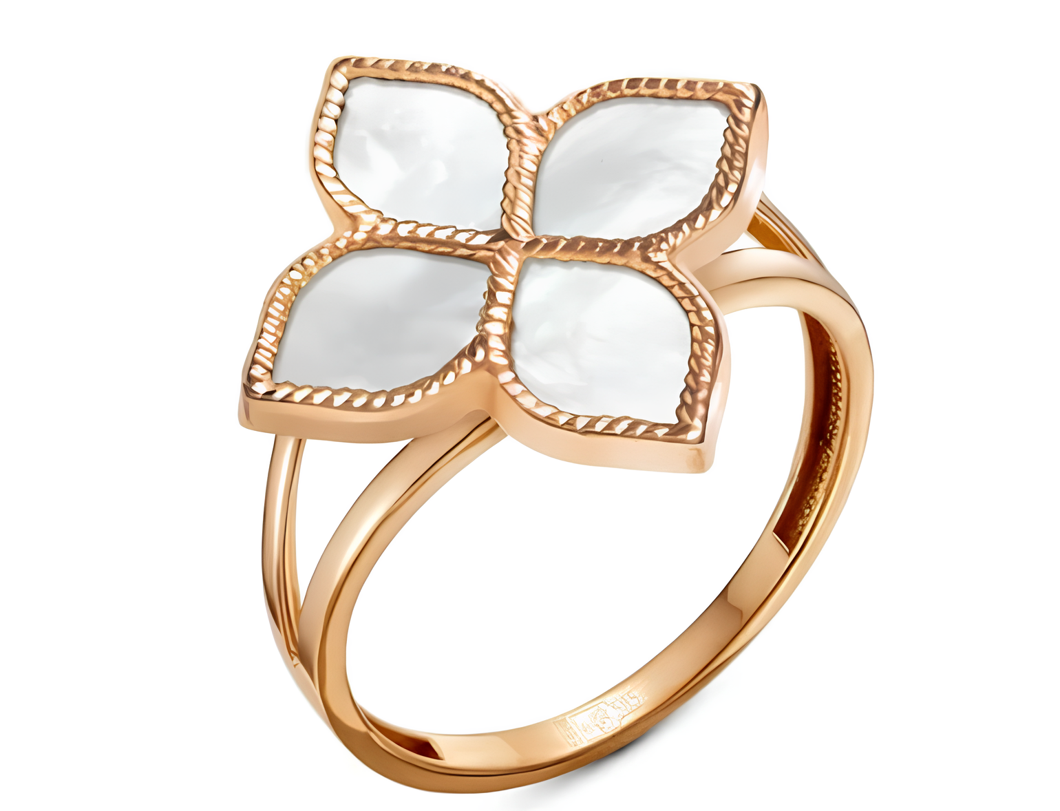 Кольцо тонкое, красное золото, 585 проба, гравировка, малахит