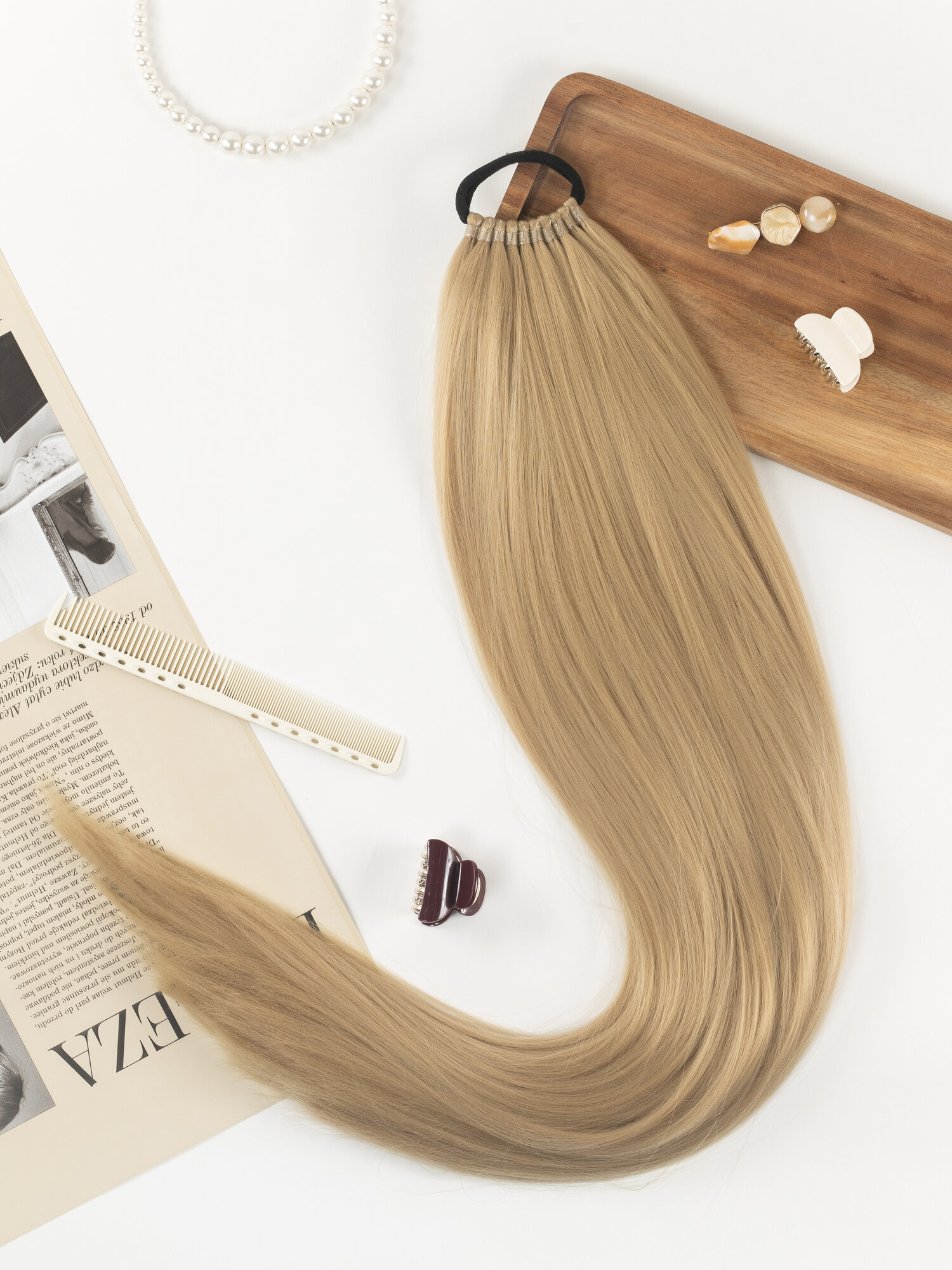 Хвост искусственный на резинке женский, 70 см, цвет блонд, волосы, D"Mari