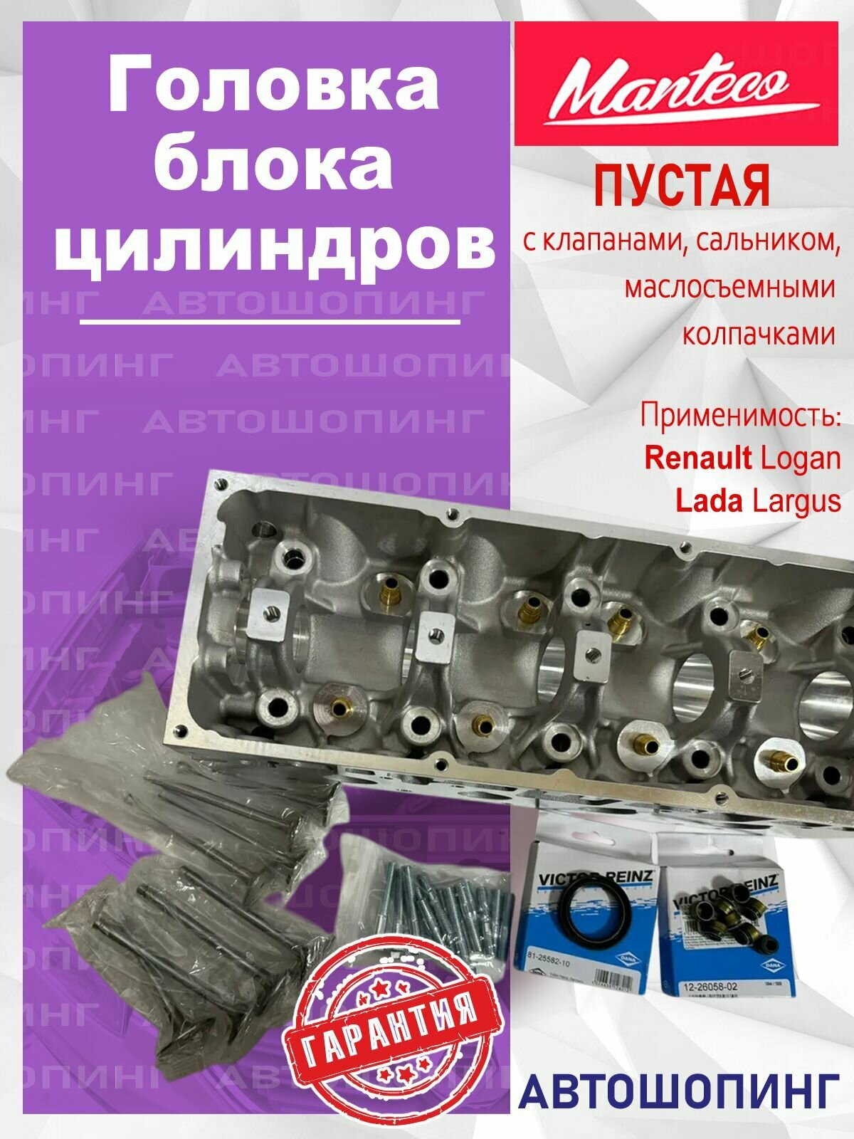 Головка блока цилиндров Рено Логан 1.6/1.4 8 клапанов с клапанами, сальником распредвала