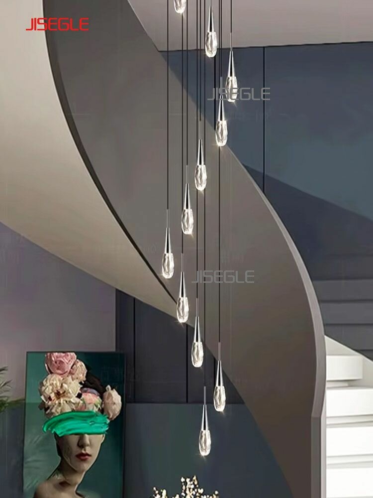 Потолочная двухуровневая лестничная люстра