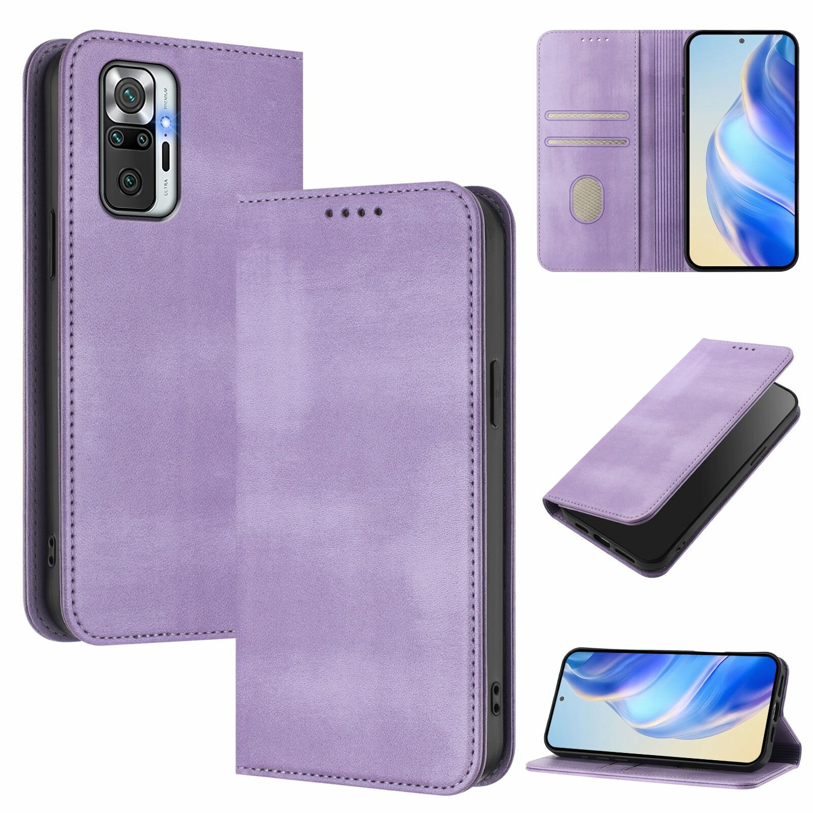 Кожаный чехол-книжка для Xiaomi Redmi Note 10 Pro 4G/Redmi note 10 pro max 4G(Редми Ноте 10 Про 4G)с отделениями для карт и кошельком, Функция блокировки RFID