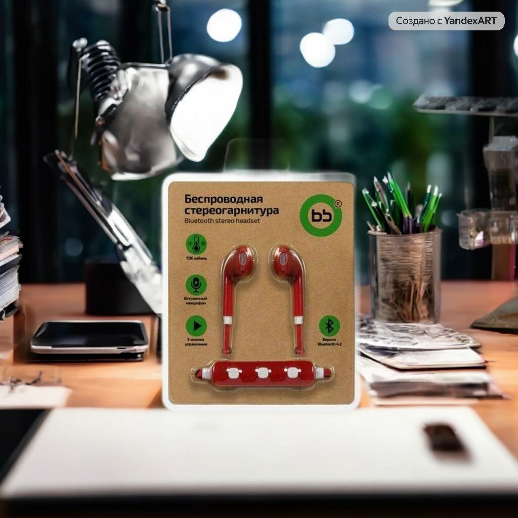 Беспроводная спортивная стереогарнитура BB 003-001, Bluetooth 4.2, красная, наушники для спорта, с микрофоном, TWS